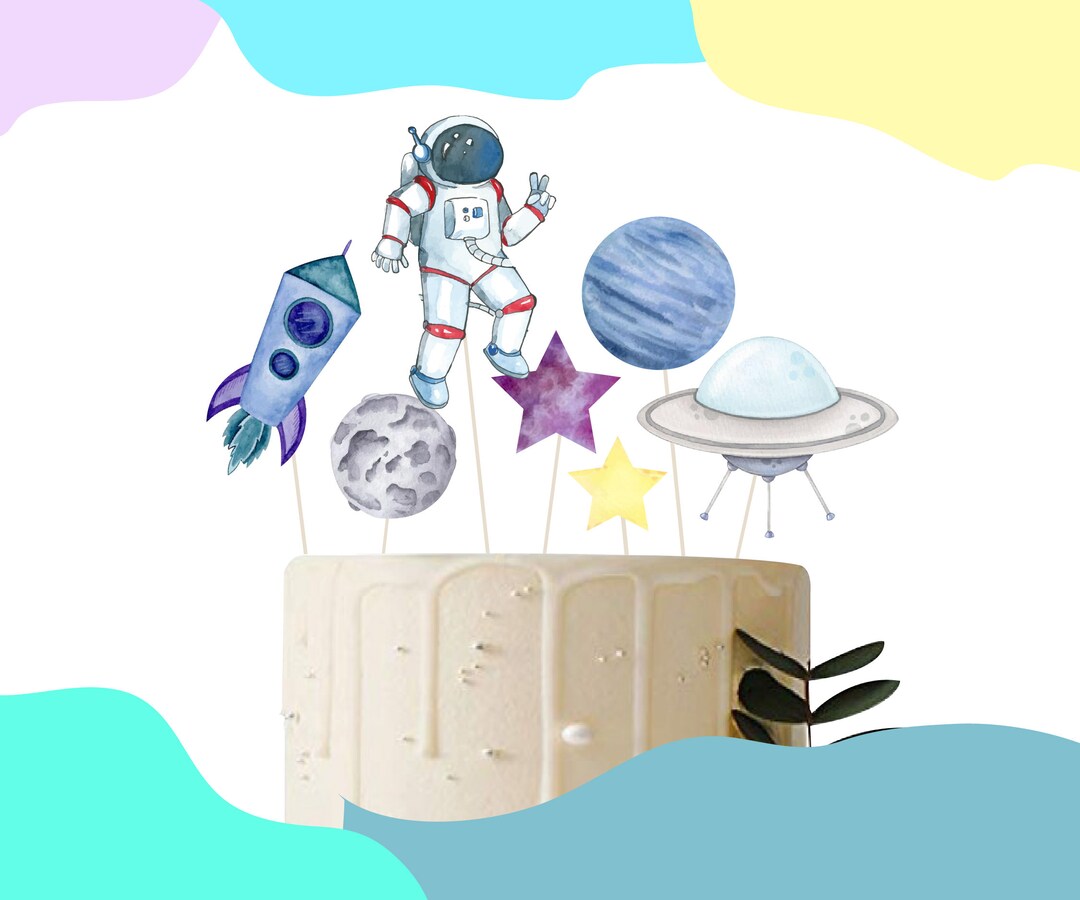 Space Cake Topper Svg,cake Decorations,space Centerpiece,birthday ...
