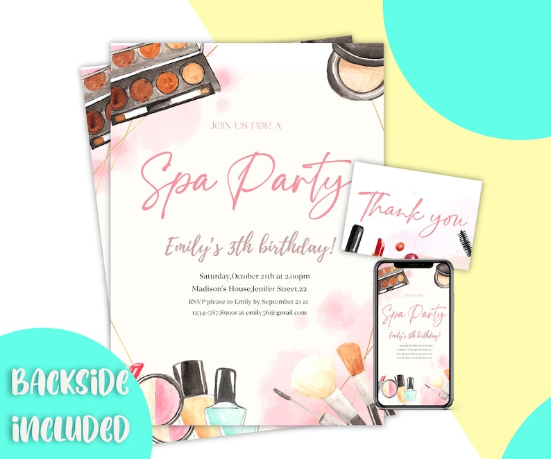 Spa Party Birthday Invitation Templateeditable Girl - Etsy