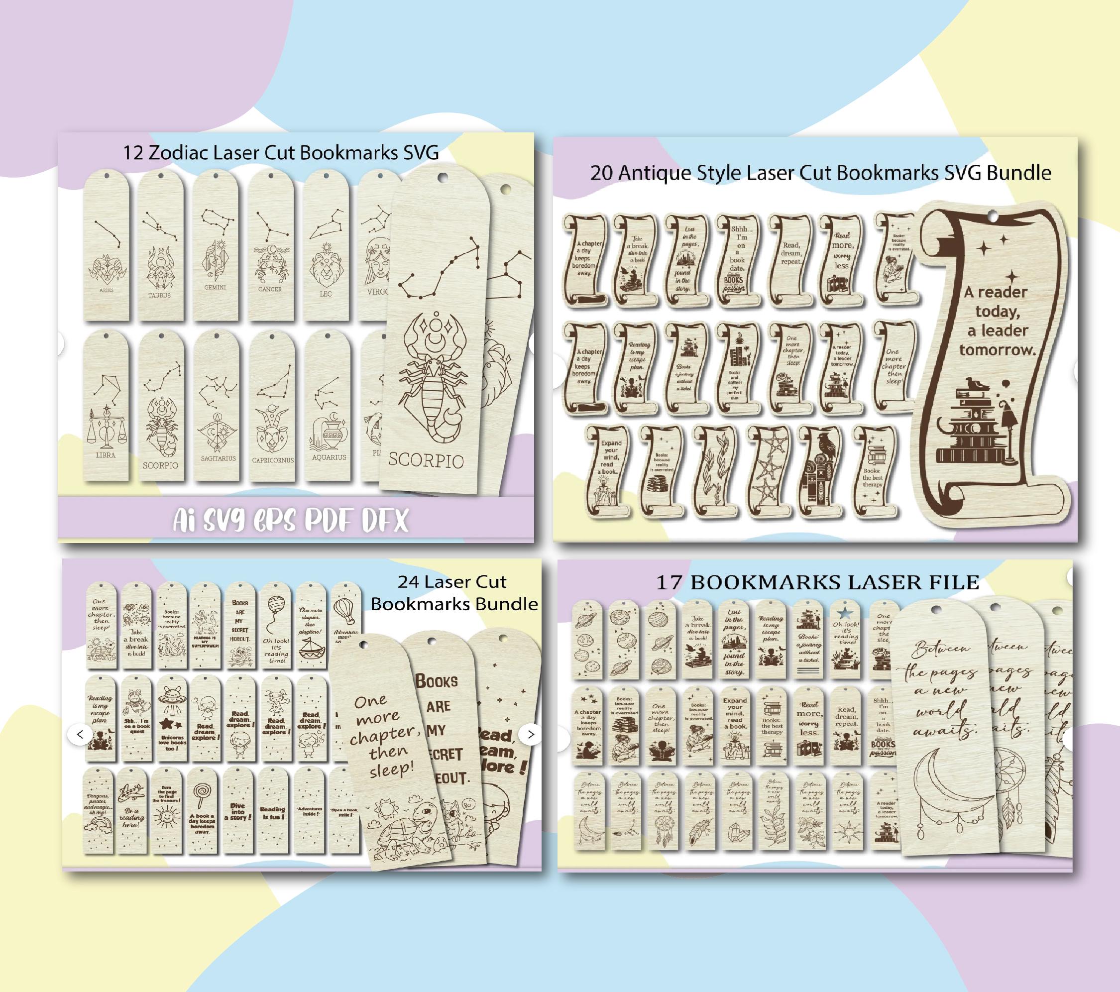 150 Laser Cut Bookmarks SVG Bundle | Digital Files for Glowforge, Xtool ...