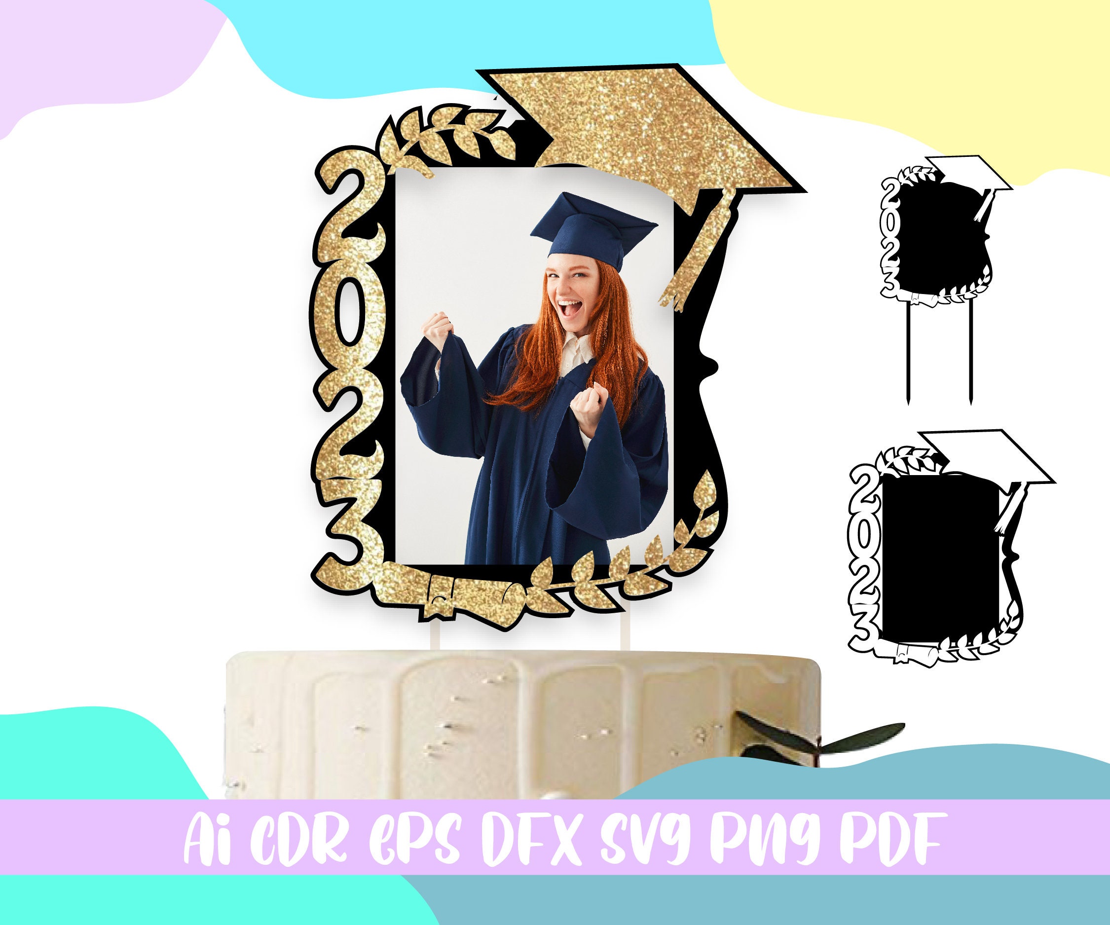 Graduation Cake Topper Svgpersonalized Cake Topper SVGDIY - Etsy