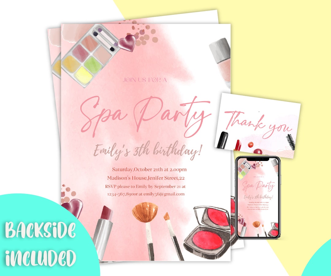 Spa Party Birthday Invitation Template,editable Girl Invitation ...