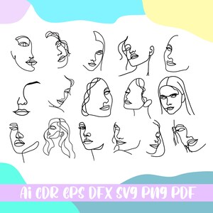 Line Art Woman Cake Topper Svg,ady Face One Line,silhouette Woman Face ...