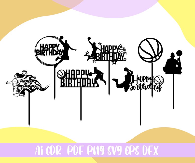 Basketball Birthday Cake Topper SVG Bundle,cake Topper Happy,birthday ...