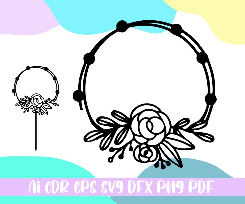 Circle Frame Svg Cake Topper Svg Files for Cricut Wreath - Etsy