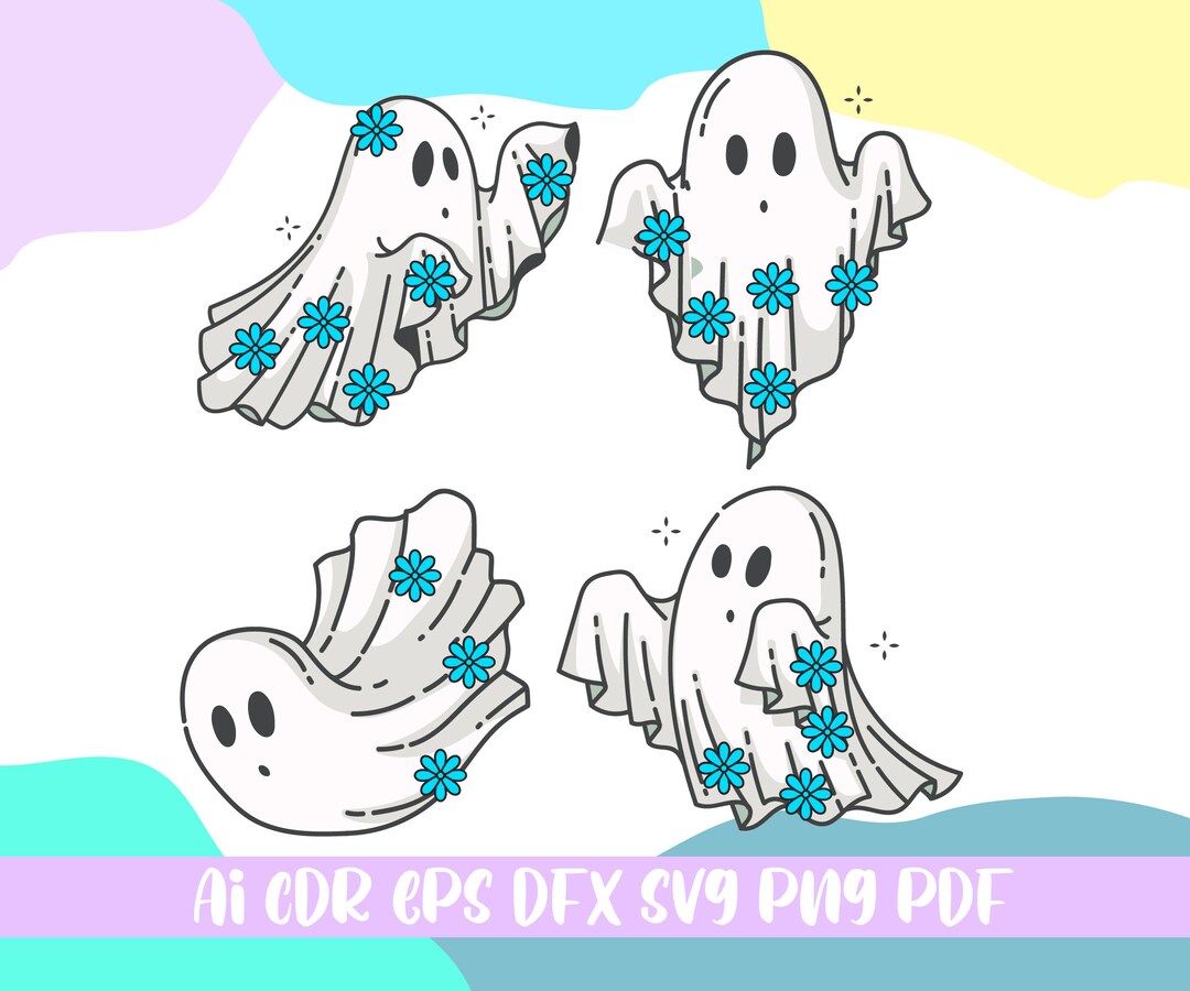 Daisy Ghost Svg, Halloween Svg Design, Halloween Flower Ghost Svg ...
