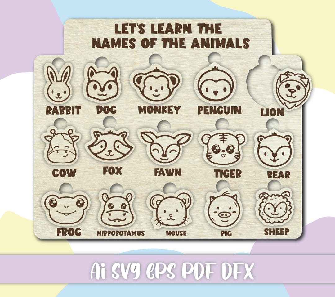 Let's Learn Animal Names Chart SVG File | Educational Laser for Kids ...