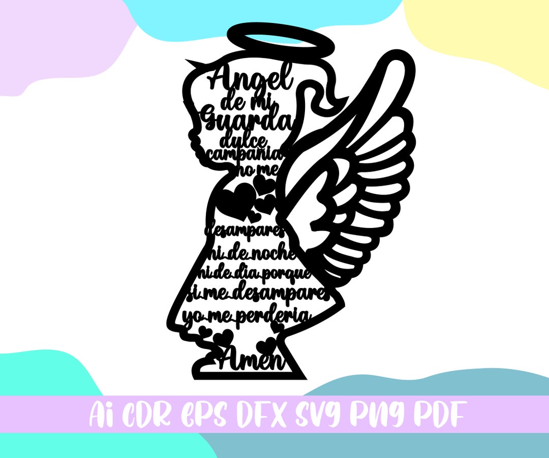 Angel Guardian Svg,angel With an Oración Inside Svg,file Ai,svg,cdr,eps ...