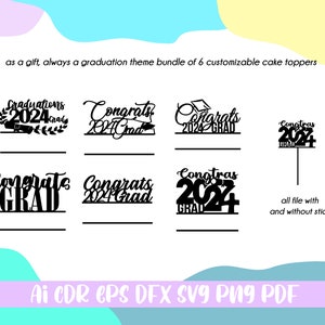 Class of 2024 Cake Topper Svg,graduation Day Svg,grads Cake Topper File ...