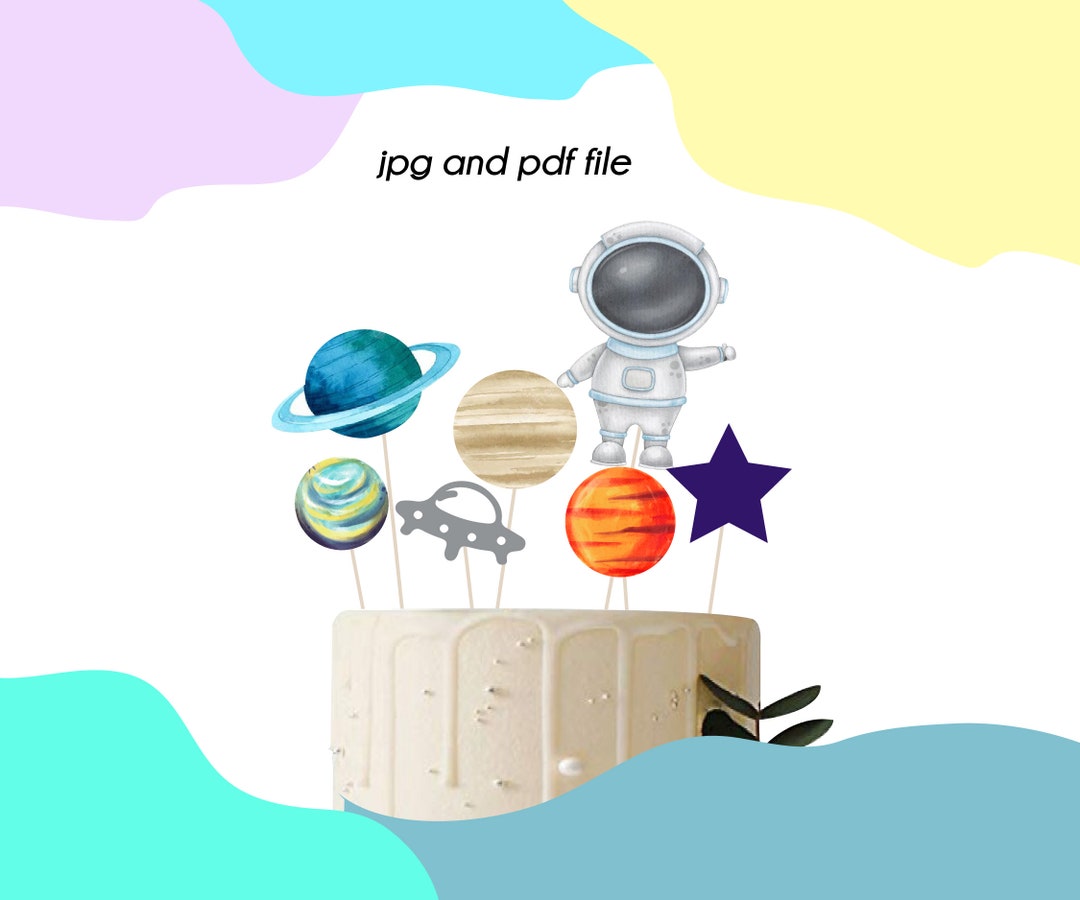 Space Cake Topper Svg,cake Decorations,space Centerpiece,birthday ...