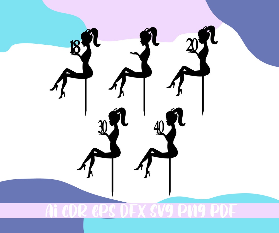 Sitting Lady Silhouette sitting Lady Svg Cake Toppersitting - Etsy