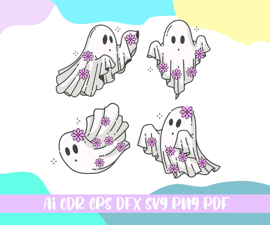 Daisy Ghost Svg, Halloween Svg Design, Halloween Flower Ghost Svg ...