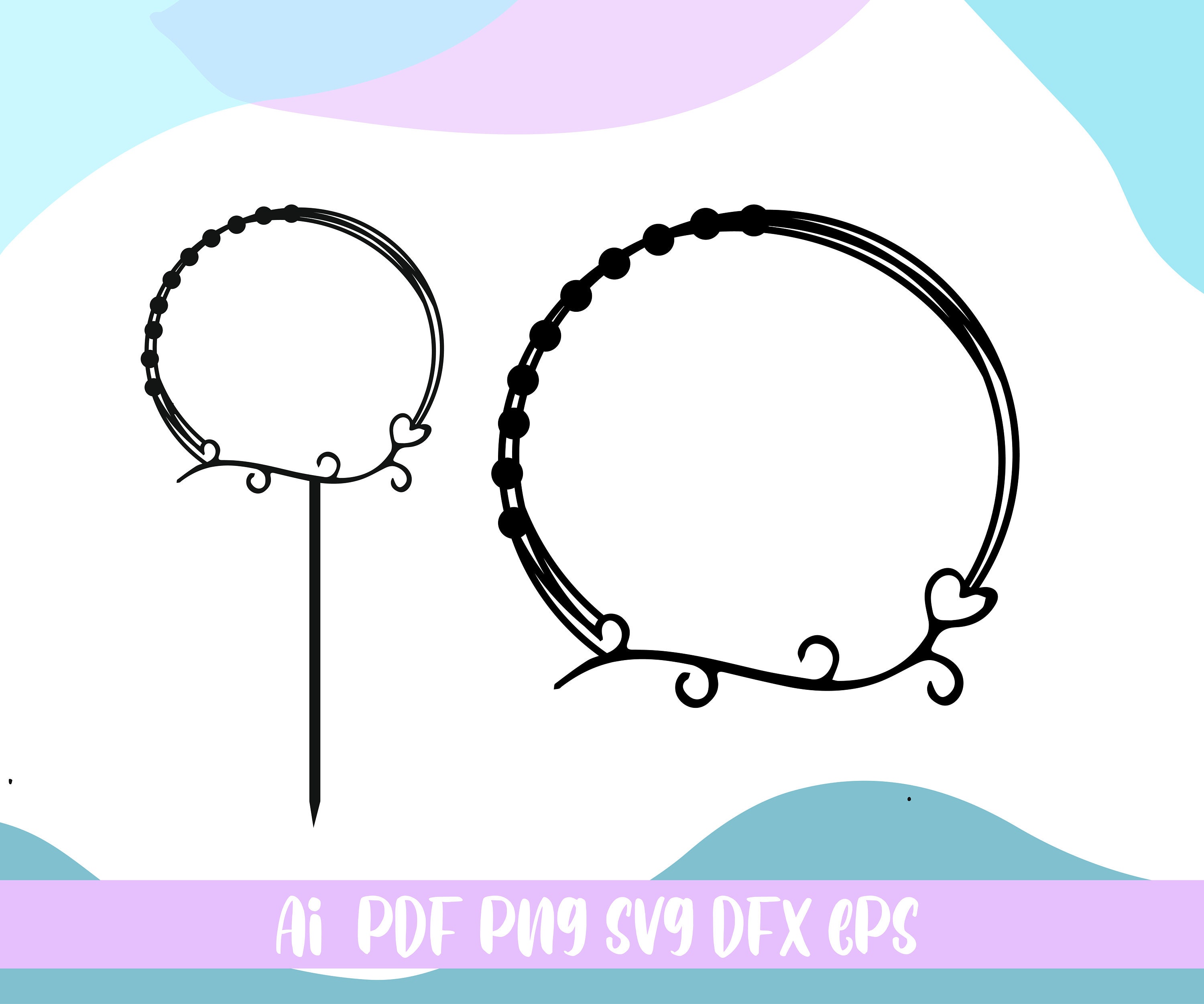 Circle Frame Svg Cake Topper Svg Files for Cricut Wreath - Etsy Israel