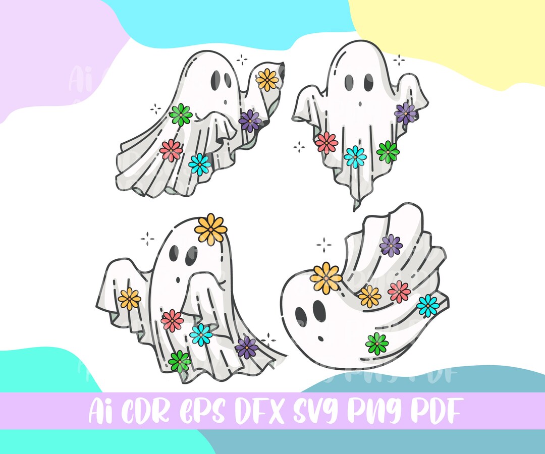 Daisy Ghost Svg, Halloween Svg Design, Halloween Flower Ghost Svg ...