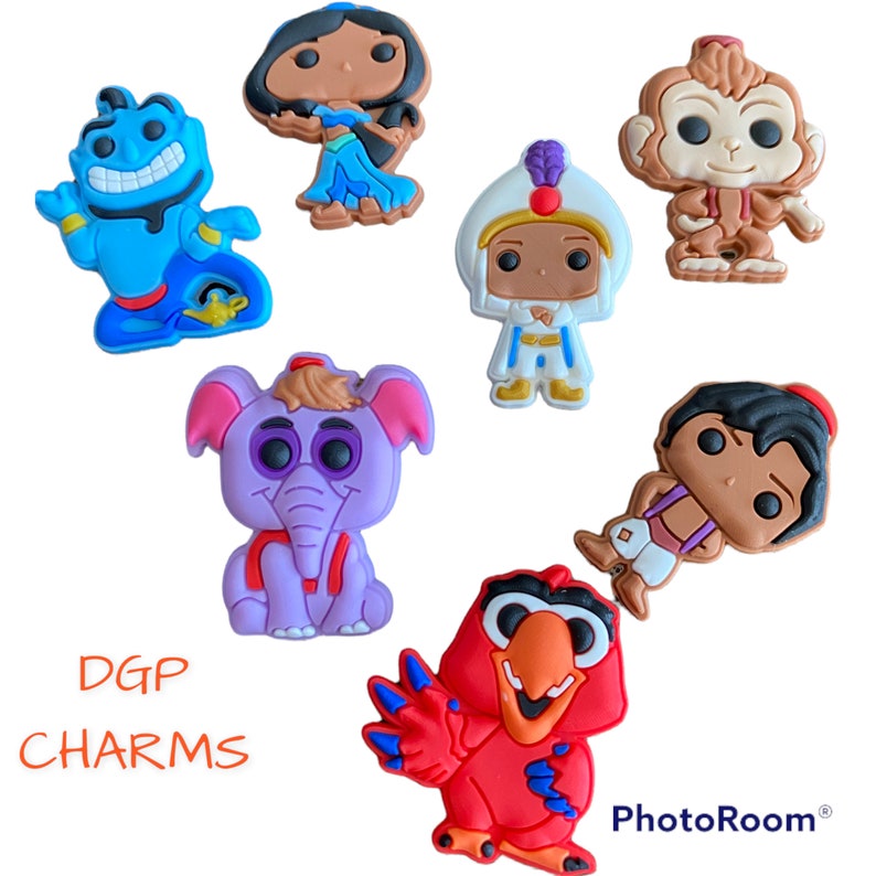 Aladdin Inspired Shoe Charms, Jasmine, Abu, Genie, Charms - Etsy