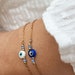 Evil Eye Gold Bracelet, WHITE Greek Eye Gold Chain, Gold Dainty Lucky Bracelet, Minimalist ...
