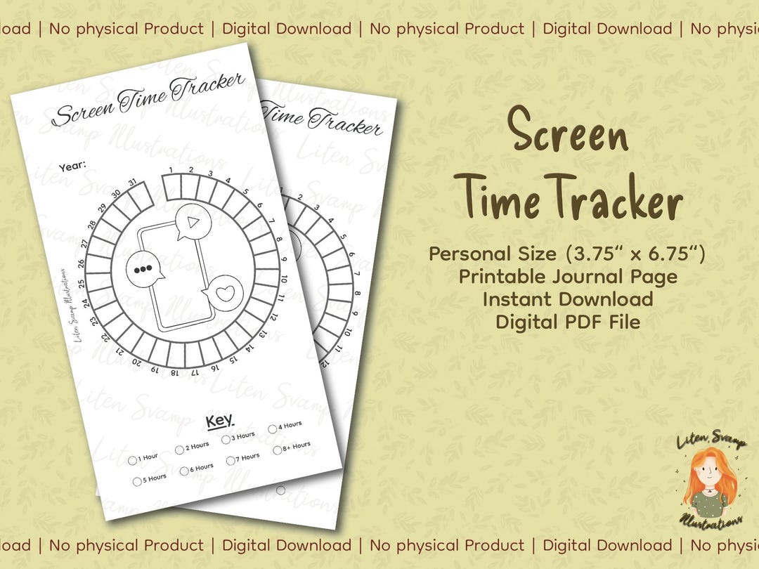 Screen Time Tracker – Printable Planner Inserts (digital PDF) – Digital ...
