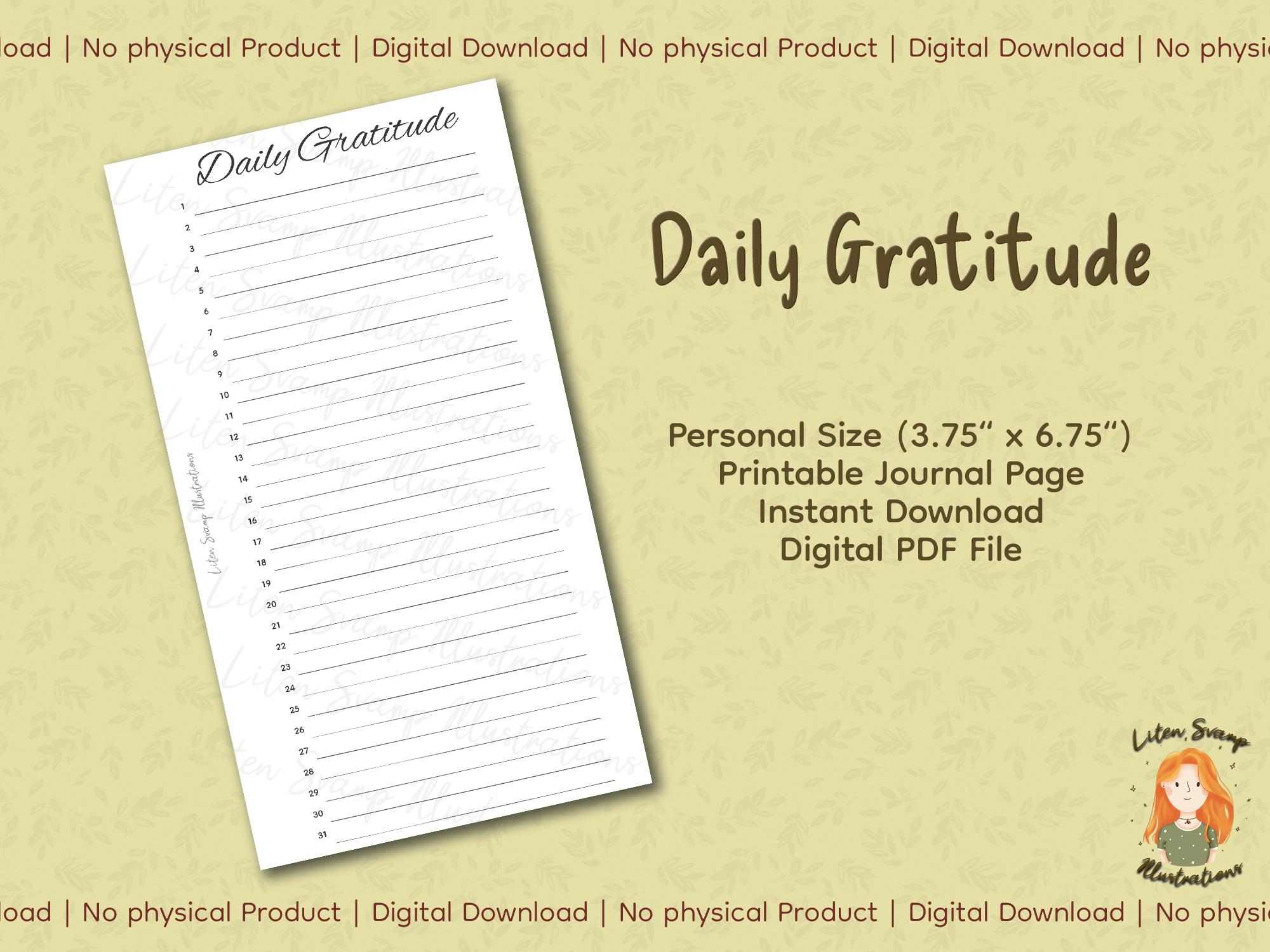 Daily Gratitude Tracker – Digital Download for Ring Planners (personal ...