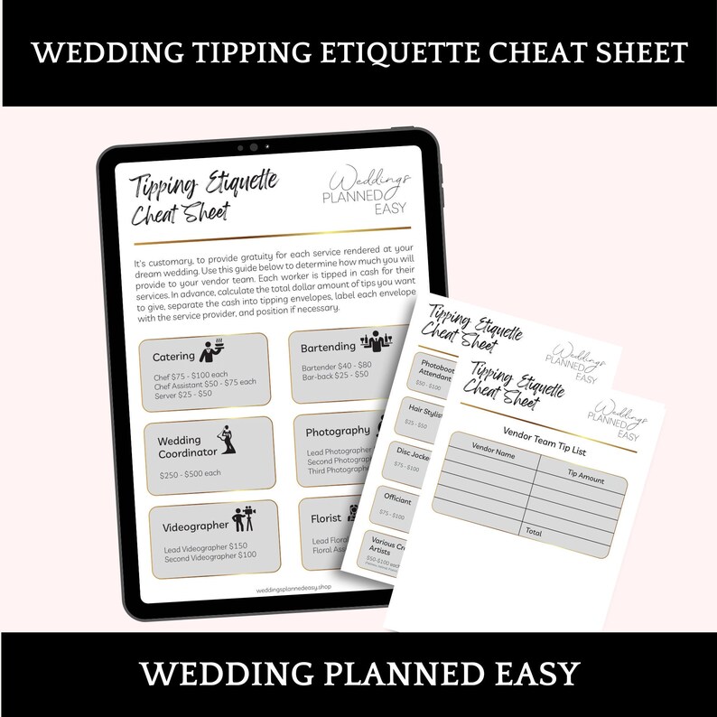 Tipping Etiquette Cheat Sheet for Wedding Vendors Wedding Tipping ...