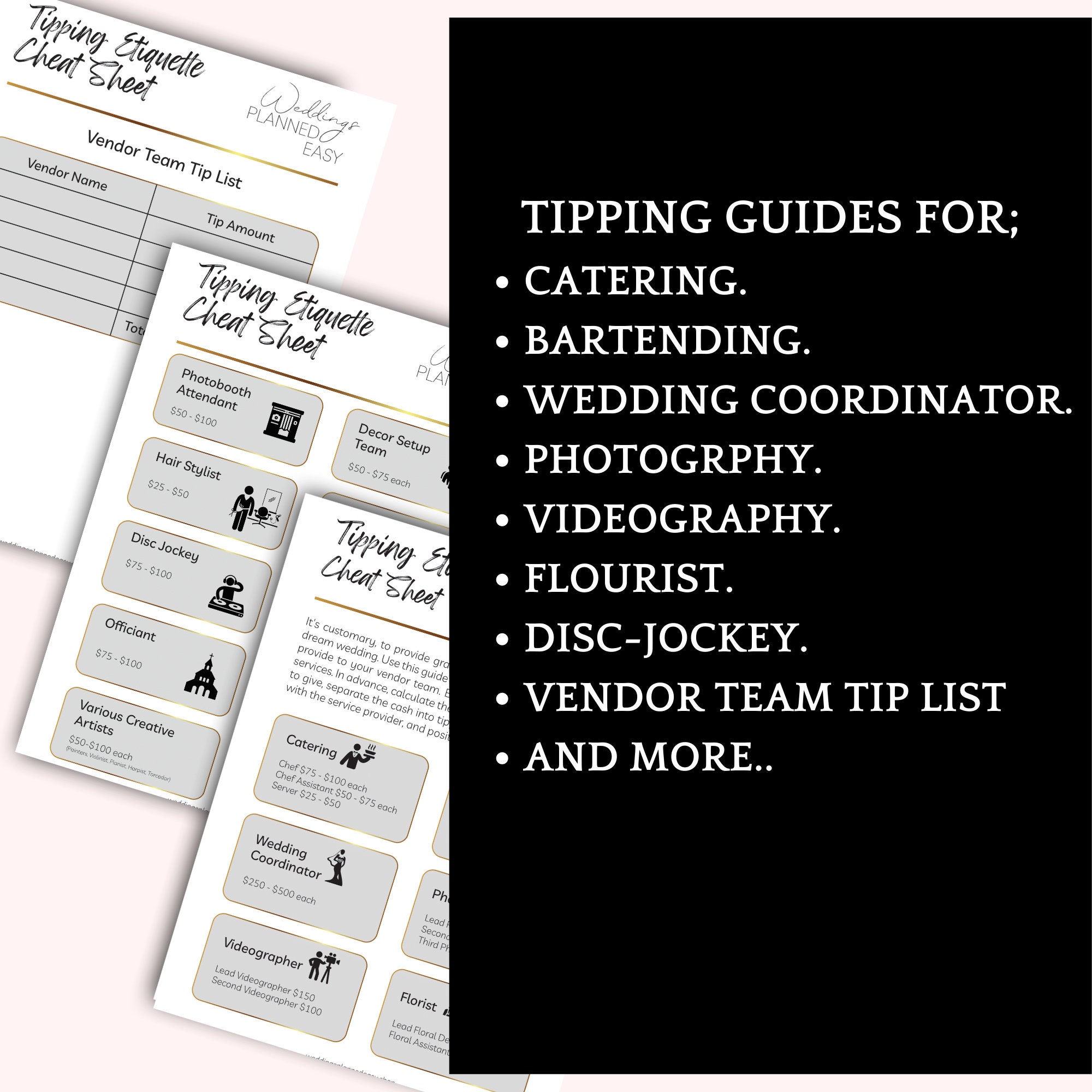 Tipping Etiquette Cheat Sheet for Wedding Vendors Wedding Tipping ...