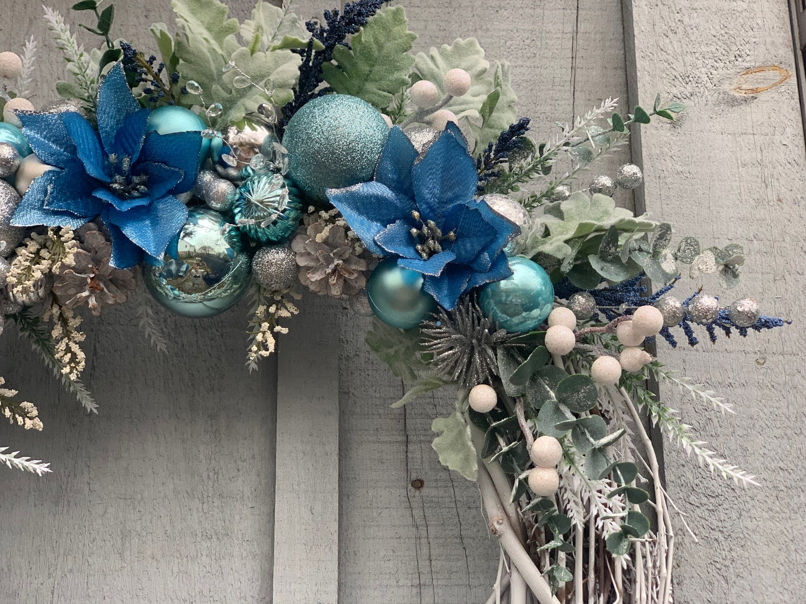 Christmas Blue Bling Wreath Vintage Christmas Ornament Wreath - Etsy