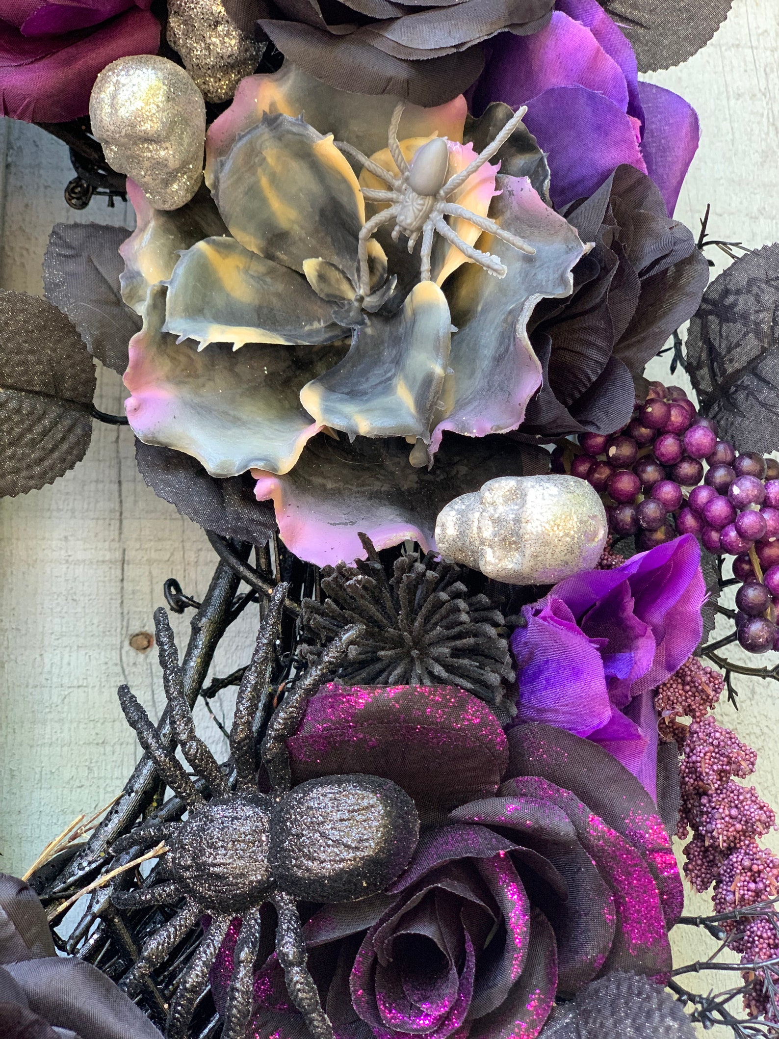 Gothic Raven & Spiders Halloween Wreath Halloween Wreath Front - Etsy