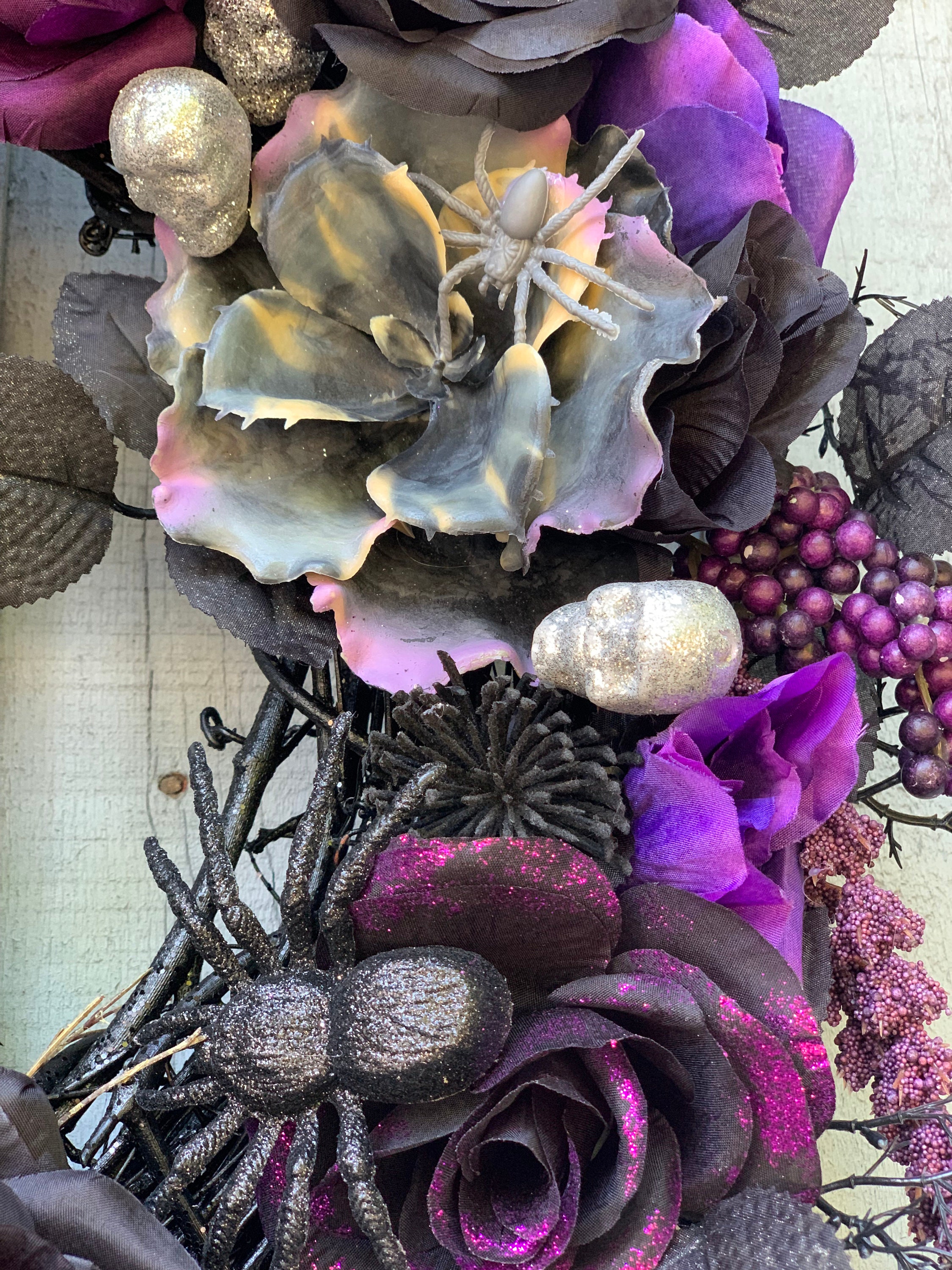 Gothic Raven & Spiders Halloween Wreath Halloween Wreath Front - Etsy