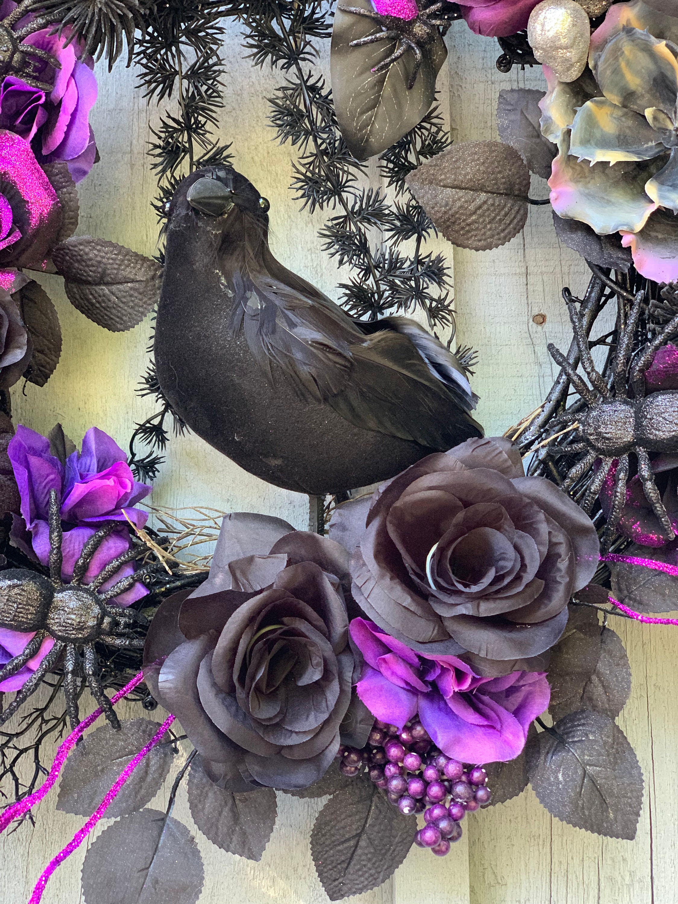 Gothic Raven & Spiders Halloween Wreath Halloween Wreath Front - Etsy