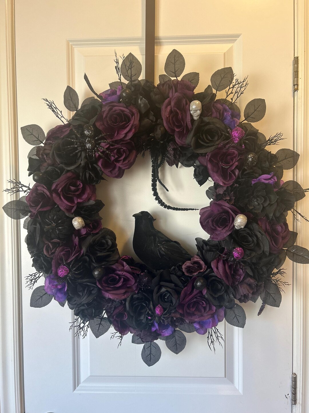 Gothic Raven Halloween Wreath: Black & Purple Spider Wreath - Etsy