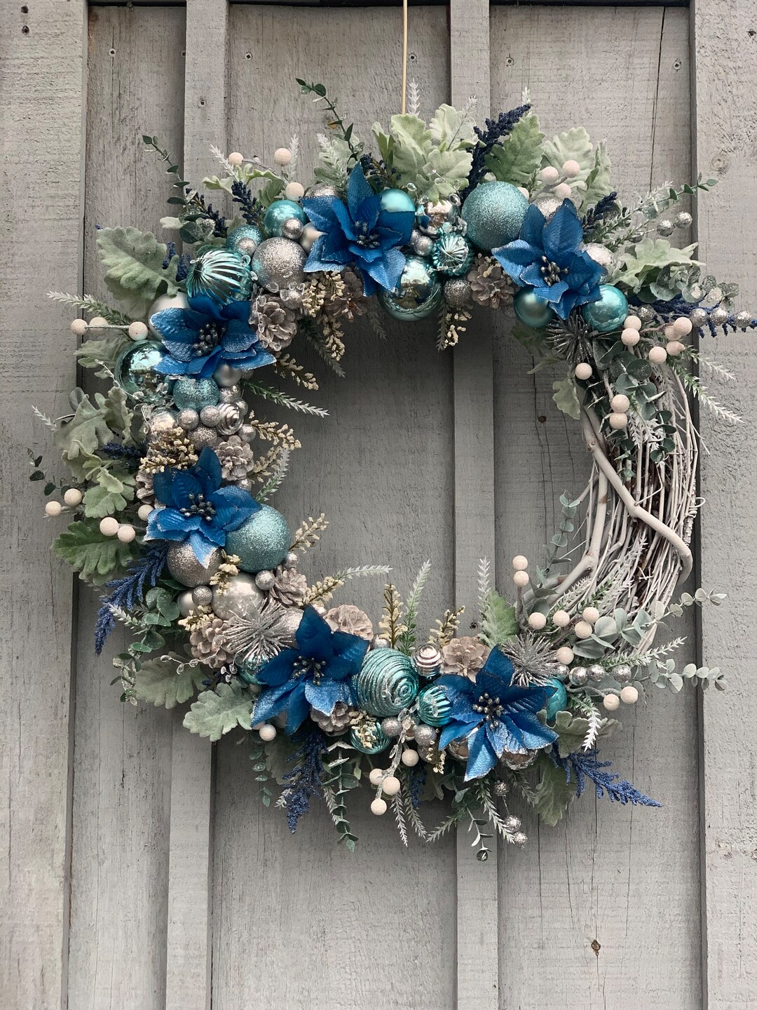Christmas Blue Bling Wreath Vintage Christmas Ornament Wreath - Etsy