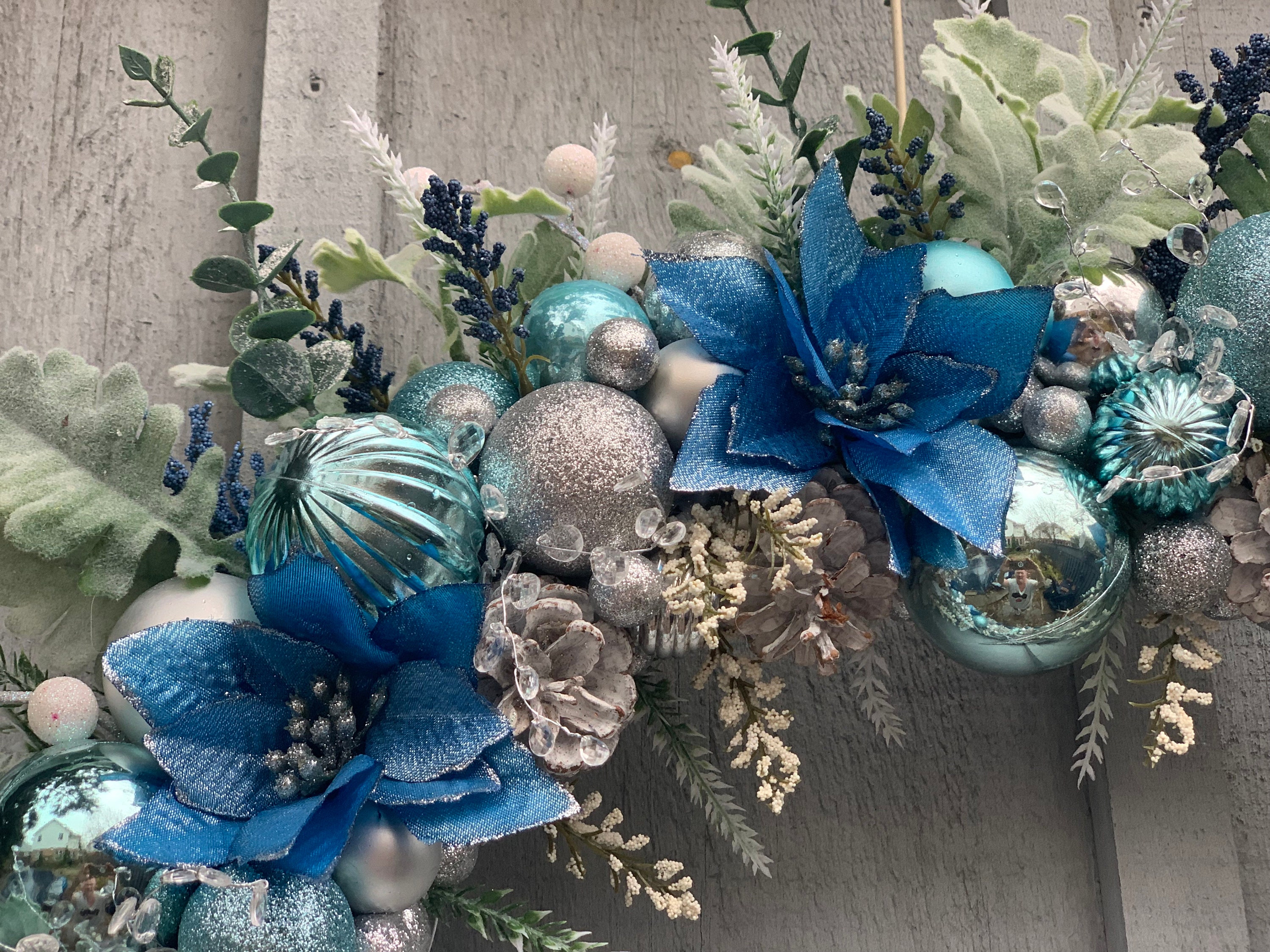 Christmas Blue Bling Wreath Vintage Christmas Ornament Wreath - Etsy