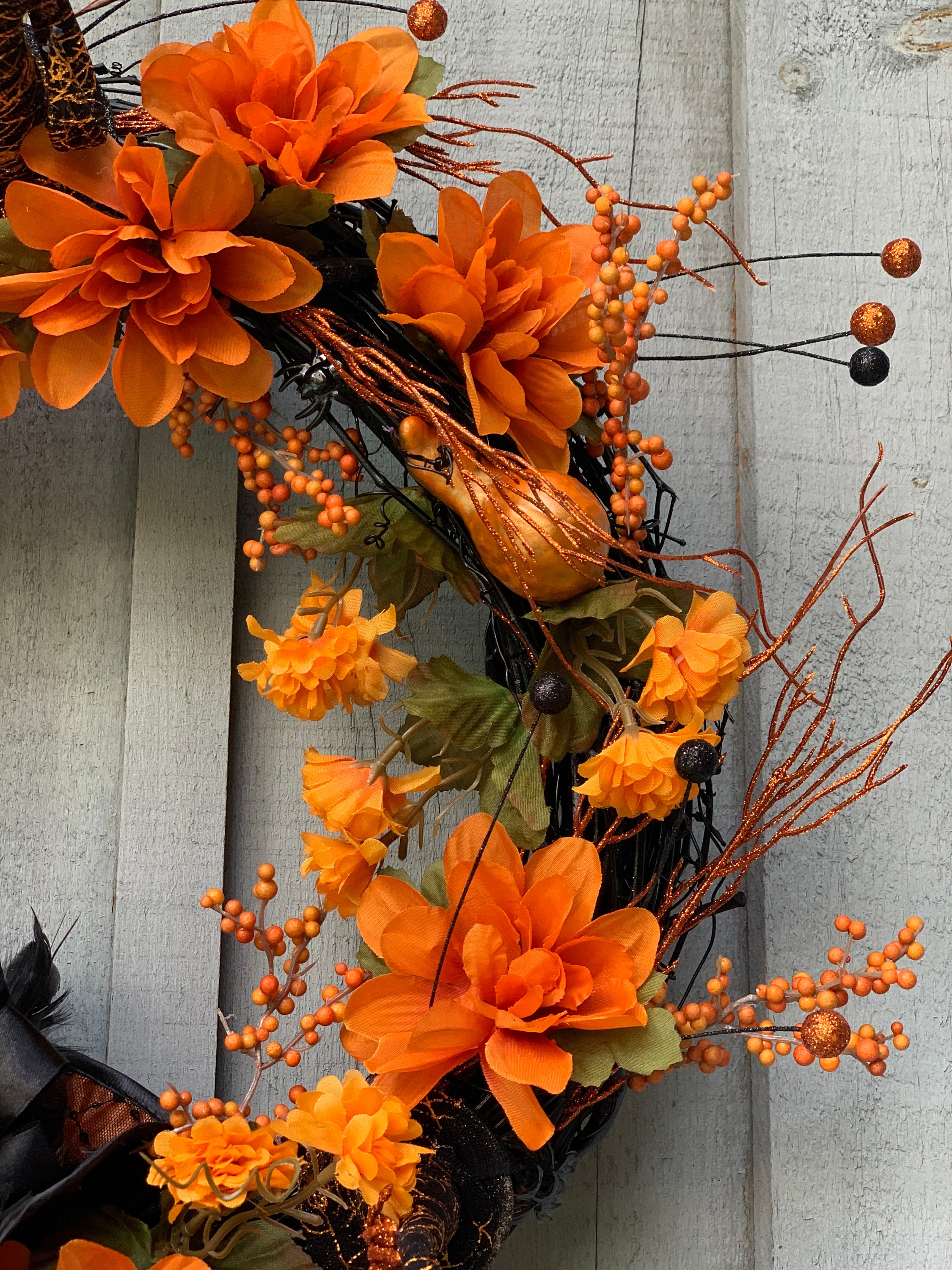 Halloween Wreath Autumn Pumpkin Wreath Front Door Wreath - Etsy