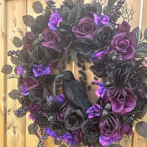 Gothic Raven & Spiders Halloween Wreath Halloween Wreath Front Door ...