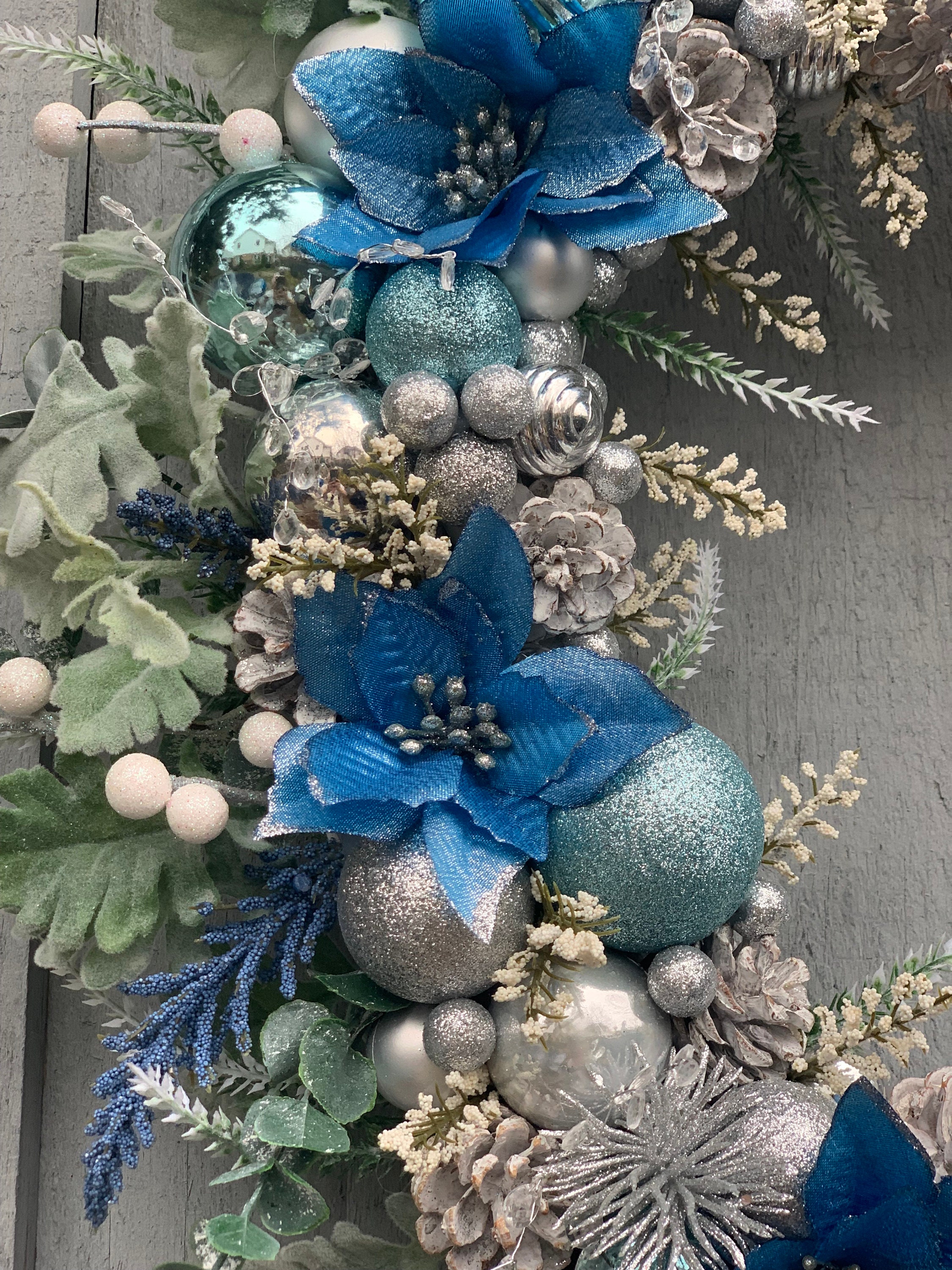 Christmas Blue Bling Wreath Vintage Christmas Ornament Wreath - Etsy