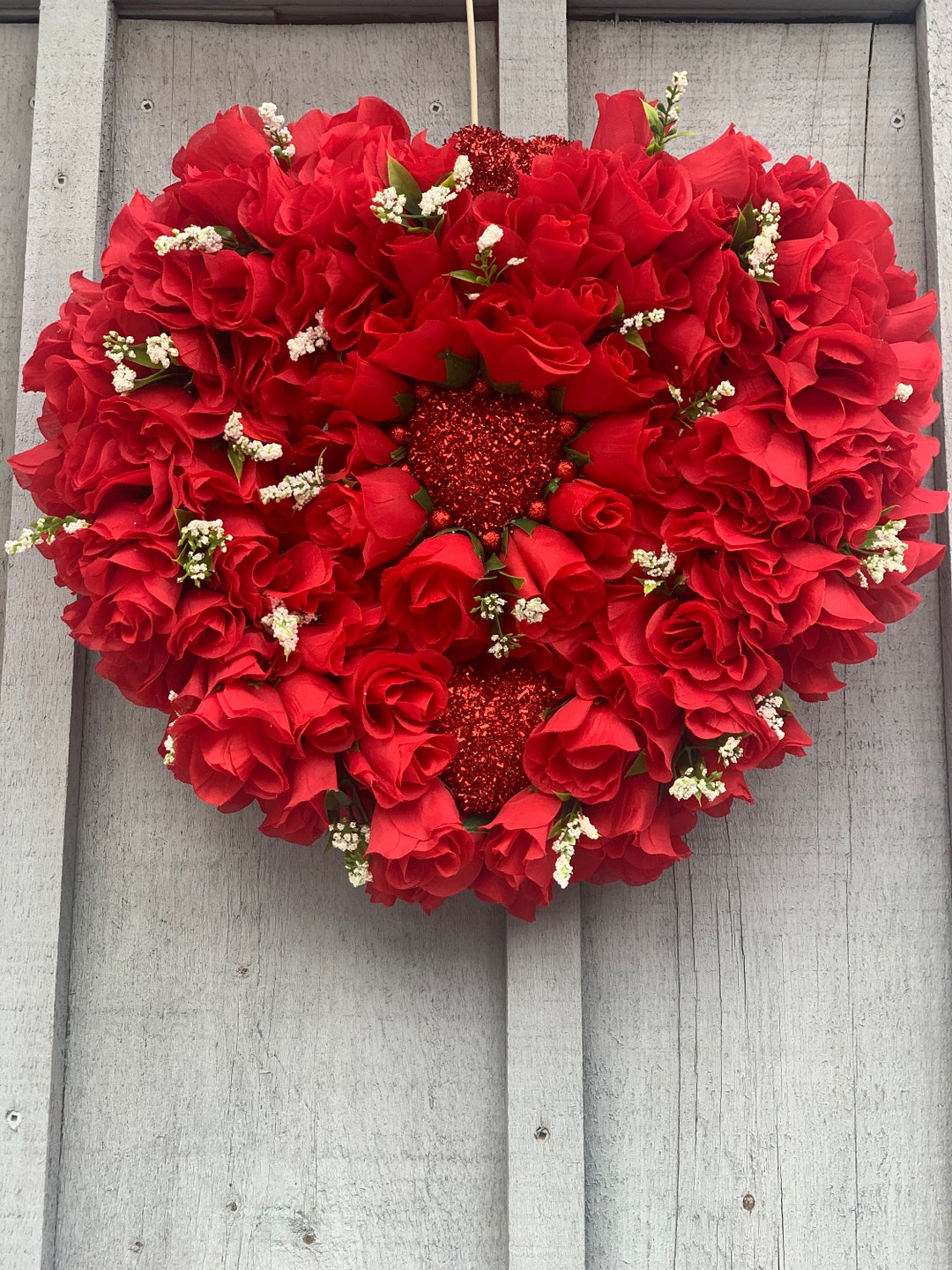 Valentine Heart Wreath Red Roses Wreath Gift Wreath - Etsy