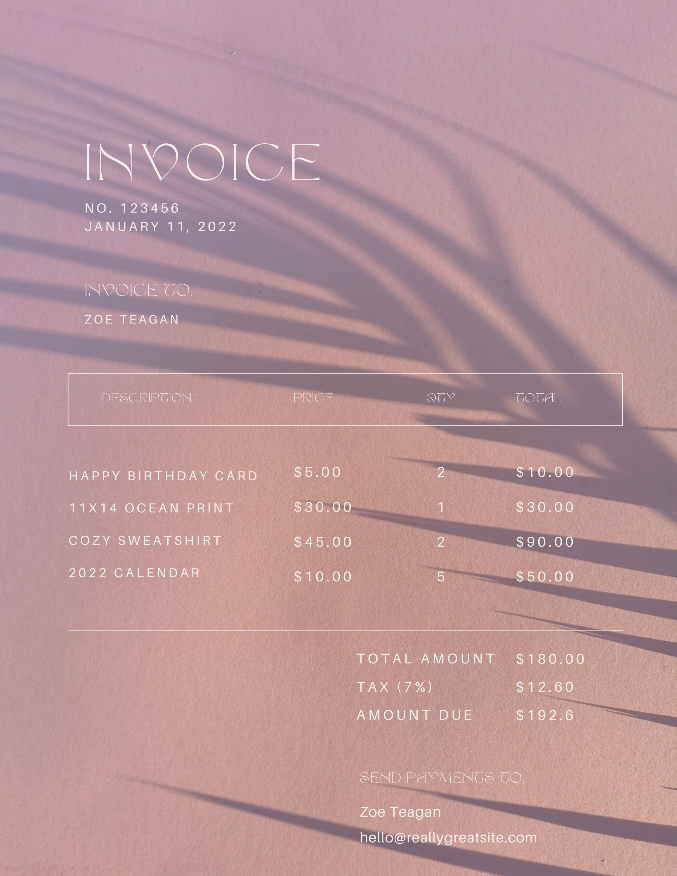 Tropical Aesthetic Invoice Template | Printable Invoice | Small ...