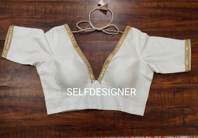 Deep Neck Saree Blouse Party Wear Saree Blouse Women's Deep V Neck ...