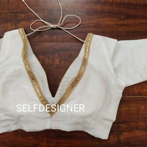 Deep Neck Saree Blouse Party Wear Saree Blouse Women's Deep V Neck ...