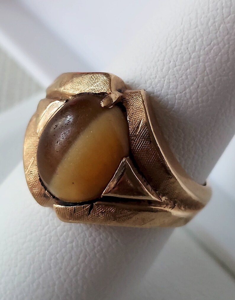Vintage 14k Gold & Tigers Eye Ring - Etsy