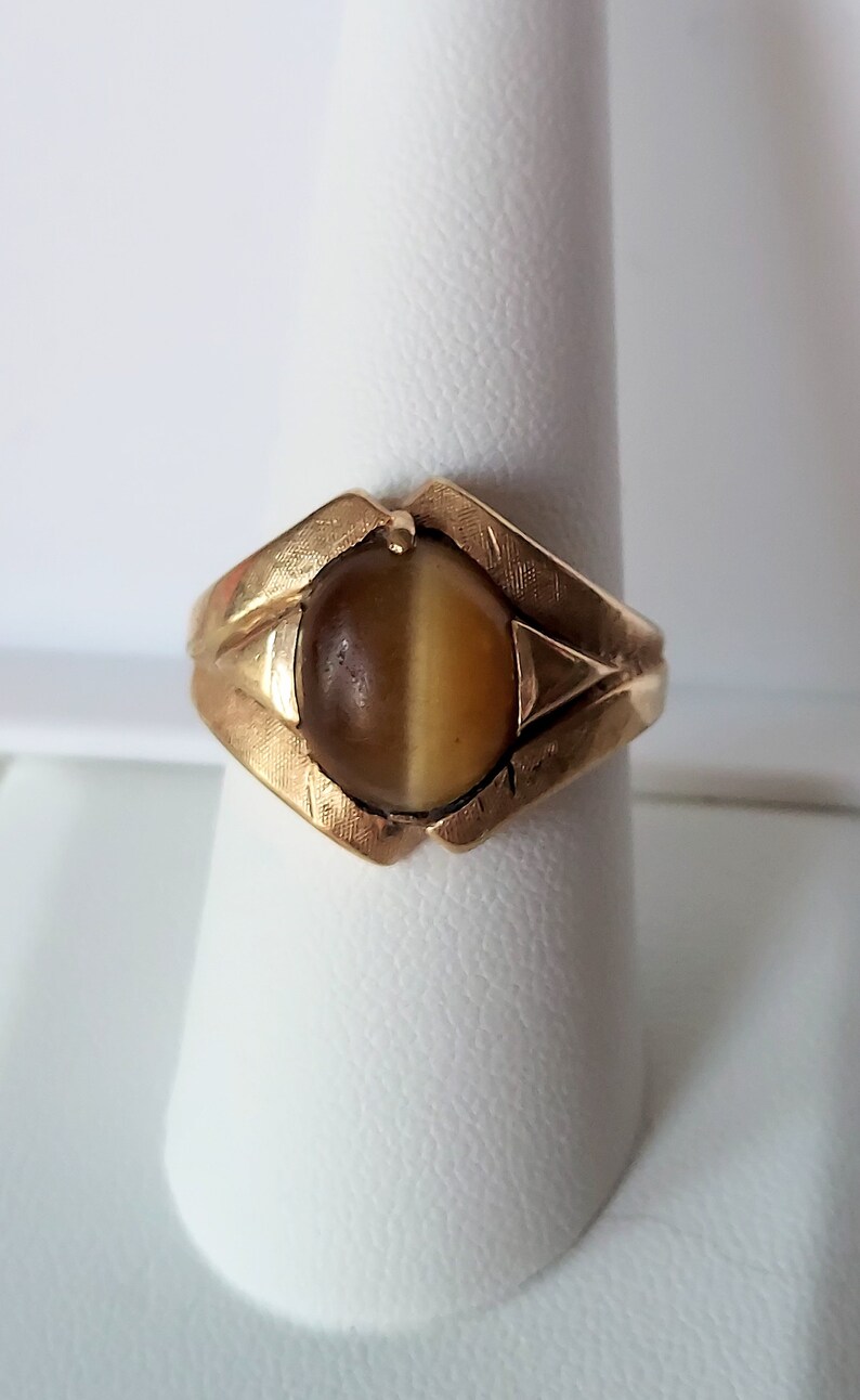 Vintage 14k Gold & Tigers Eye Ring - Etsy