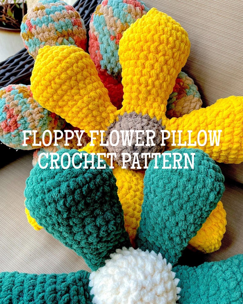 No Sew Floppy Flower Pillow Crochet Pattern PDF DOWNLOAD - Etsy