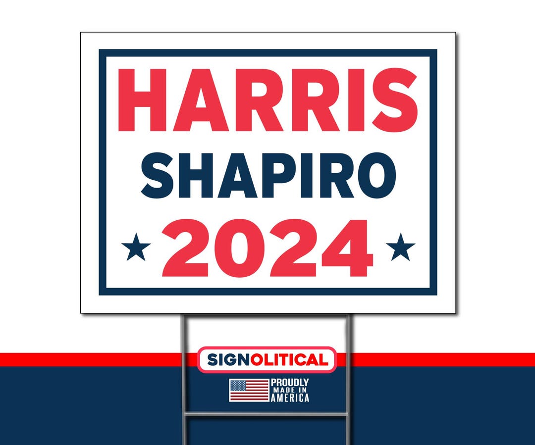 Kamala Harris VP Josh Shapiro President 2024 Double Sided Rally Yard ...