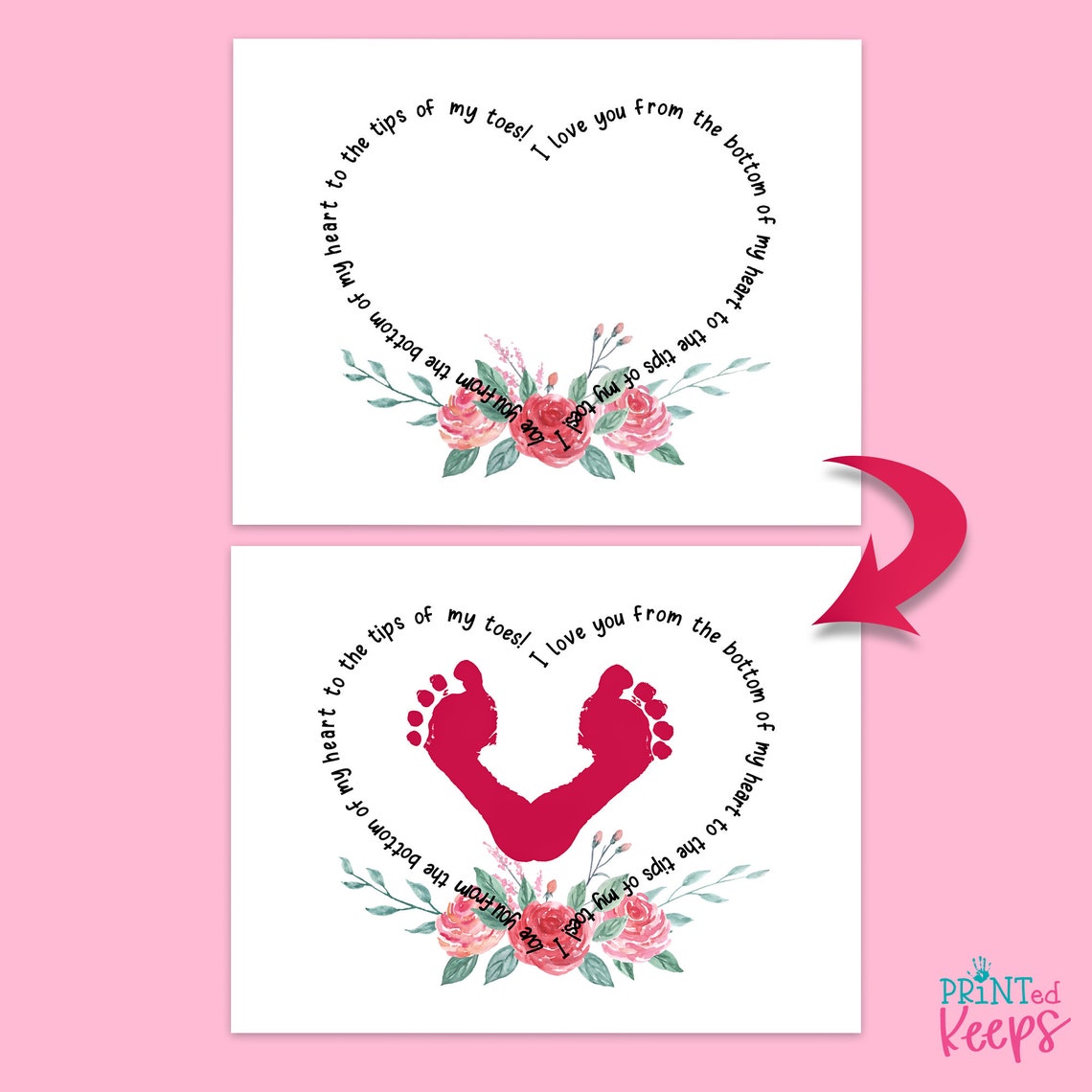 Heart Footprint/handprint Art / Handprint Heart Art / Word Heart Love ...