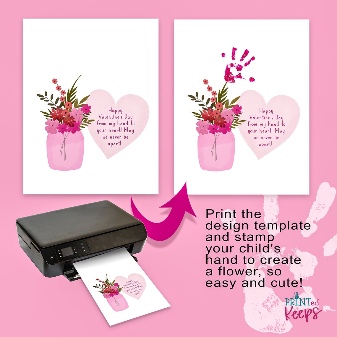 Flower Handprint Art / Valentine Flower Handprint Art Printable / Mason ...