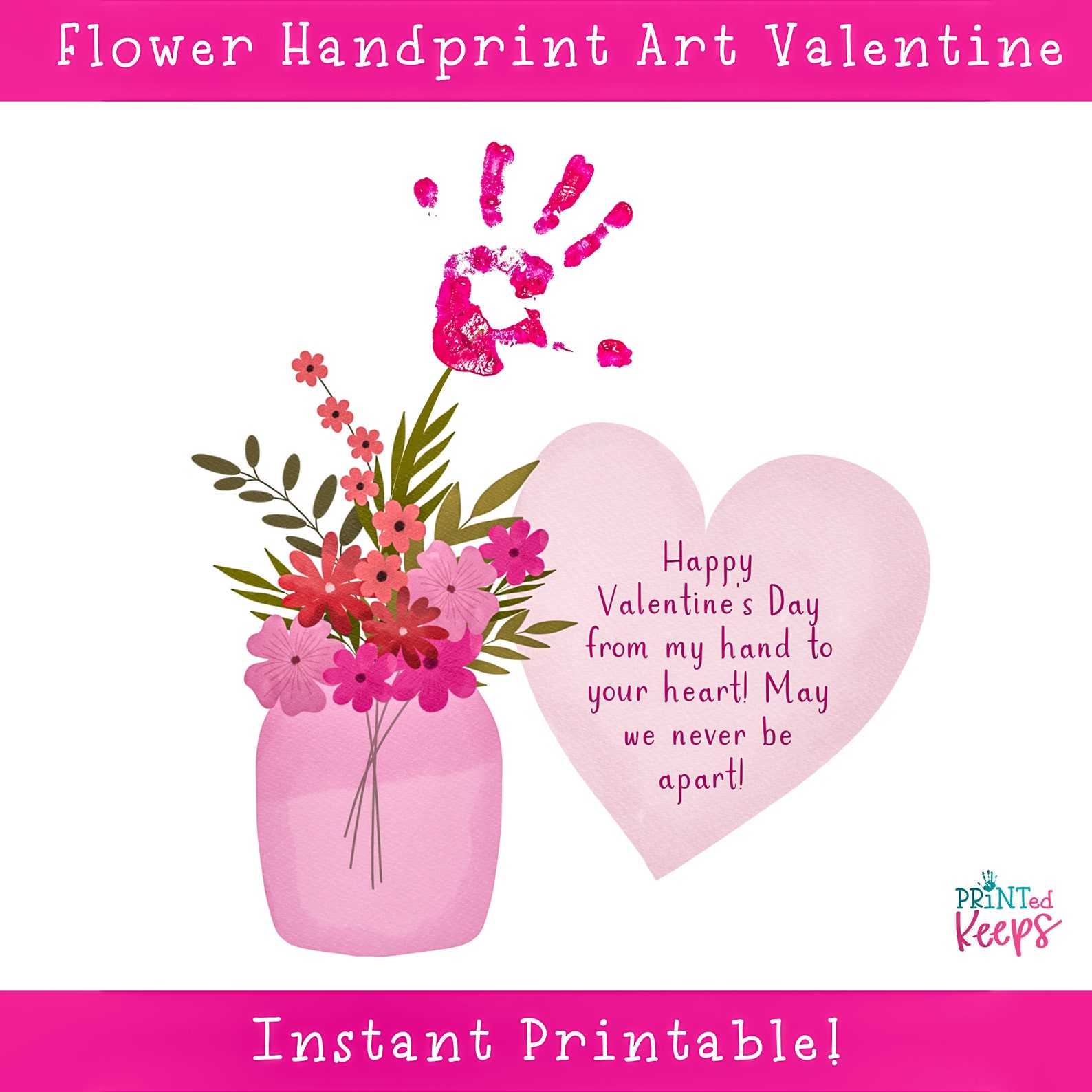 Flower Handprint Art / Valentine Flower Handprint Art Printable / Mason ...