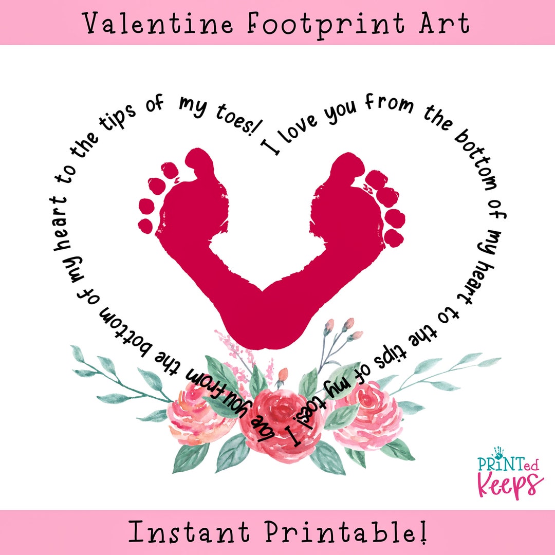 Heart Footprint/handprint Art / Handprint Heart Art / Word Heart Love ...