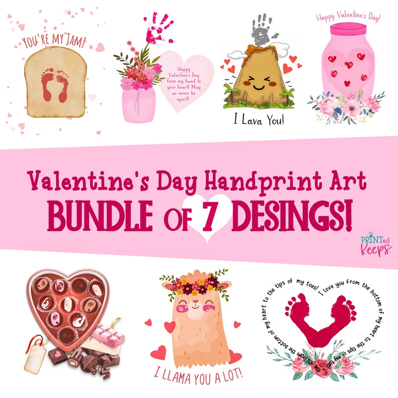 Valentine's Day Handprint Art Bundle / Valentine's Crafts / I Llama You ...