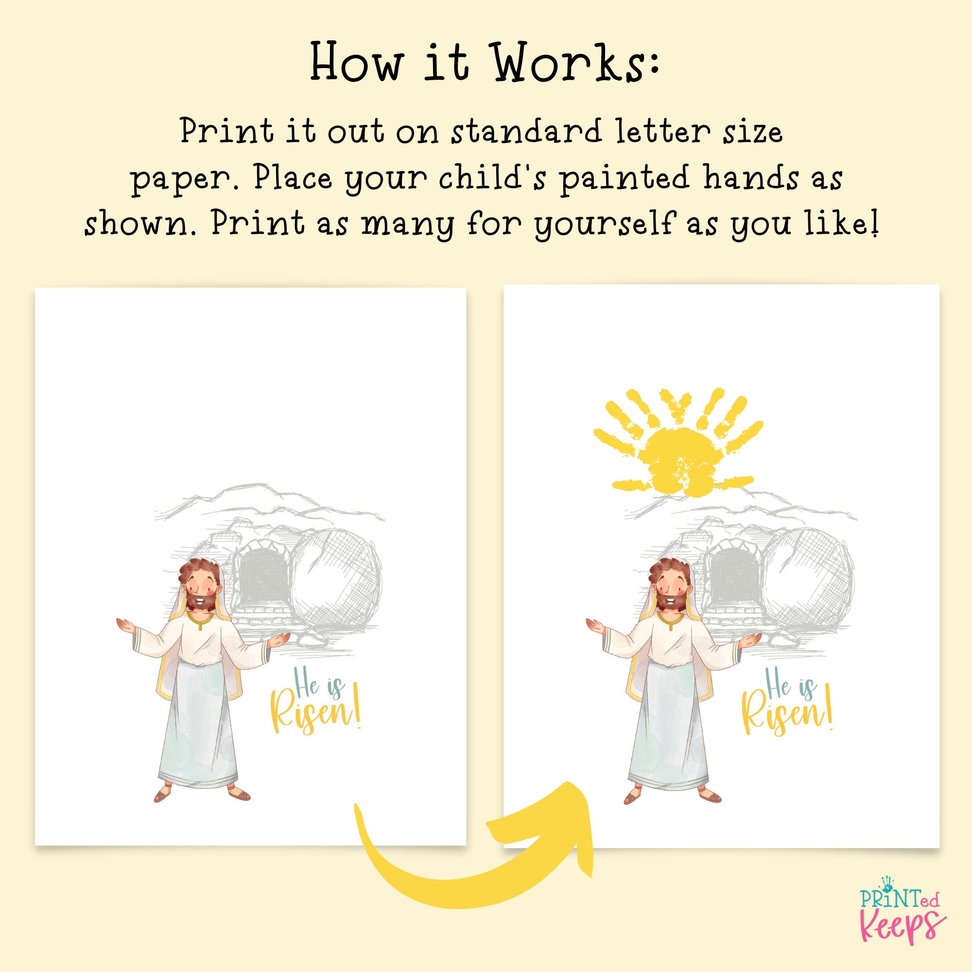 He is Risen Easter Handprint Craft / Handprint Sun Easter Craft / Jesus ...