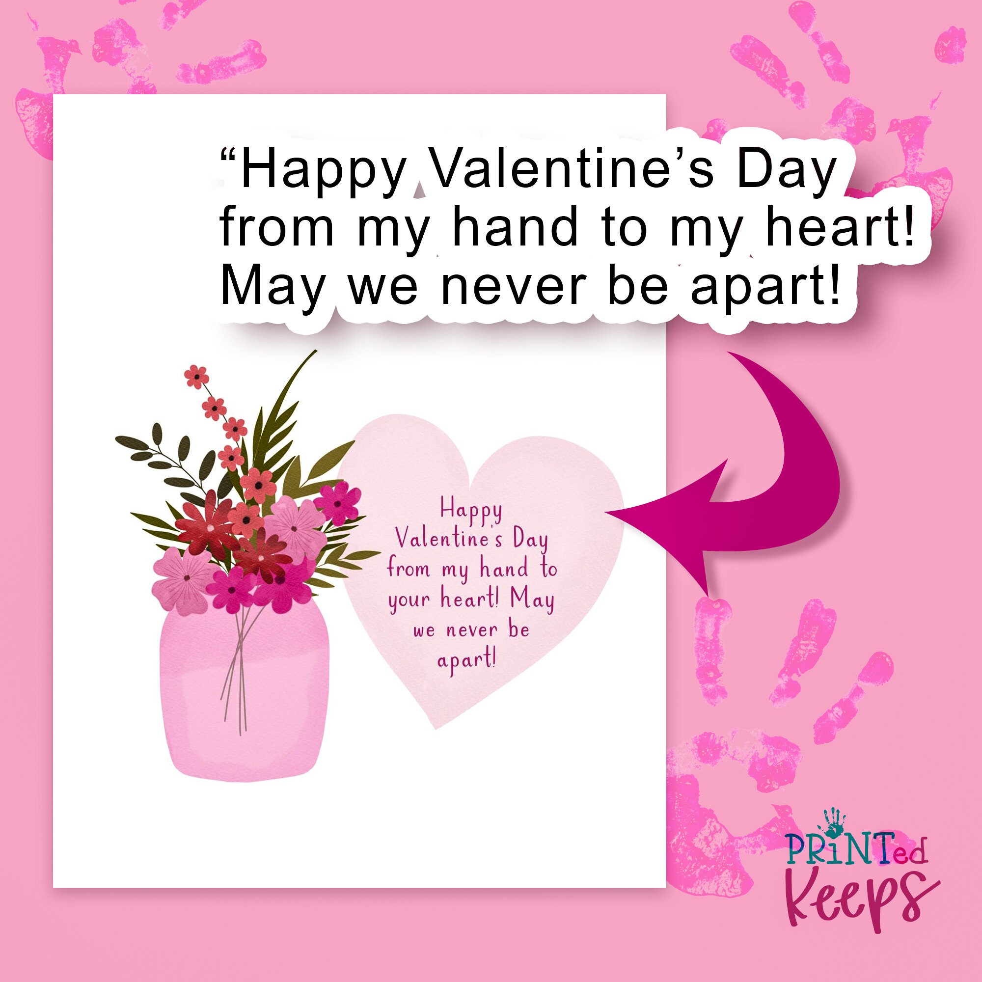 Flower Handprint Art / Valentine Flower Handprint Art Printable / Mason ...