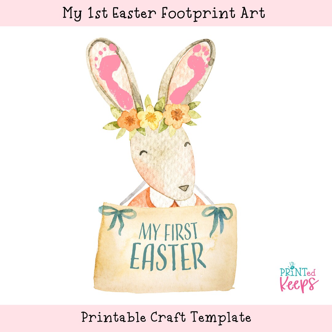 My First Easter Footprint Art Kids Craft / Easter Bunny Foot Handprint ...