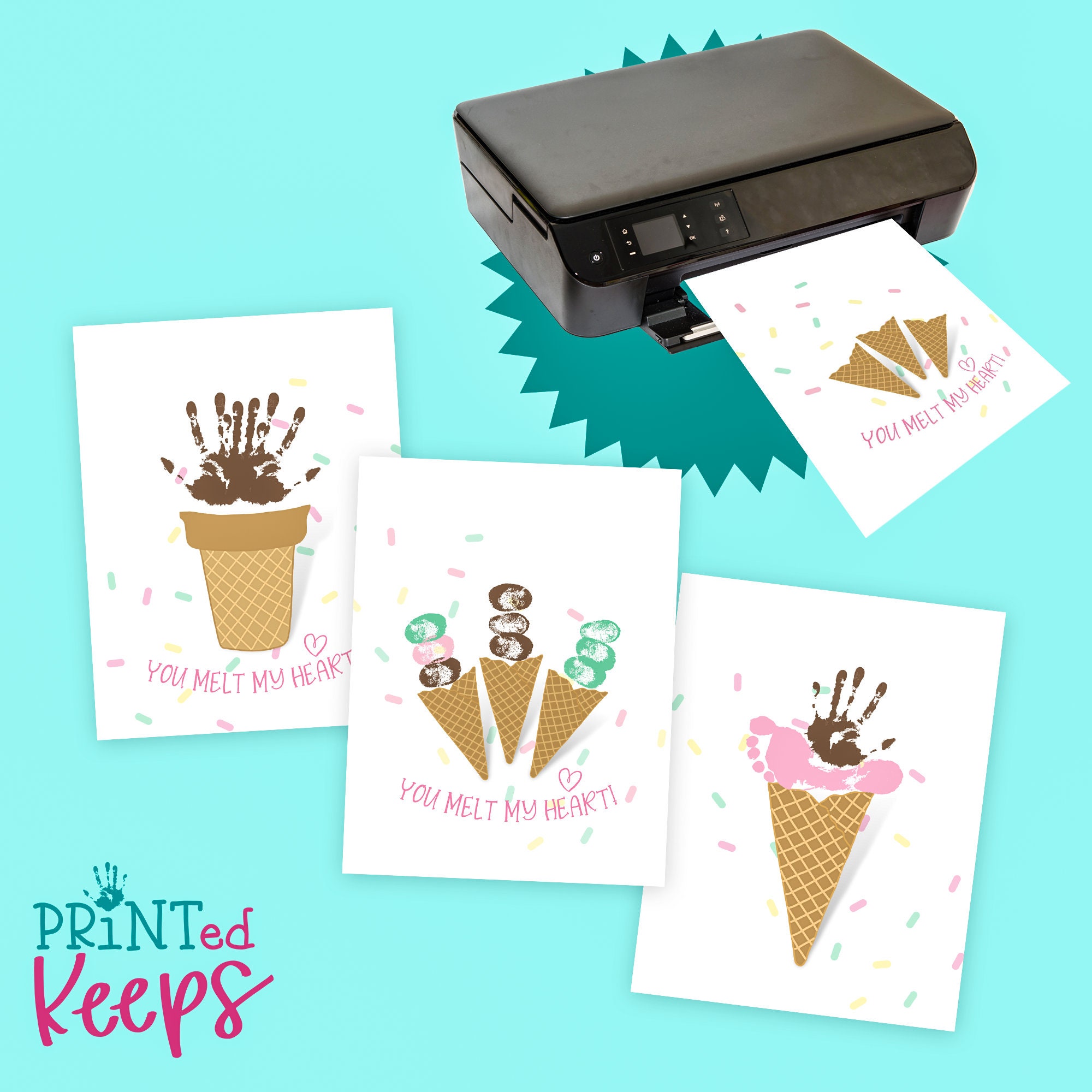 Ice Cream Cone Handprint Craft / Ice Cream Handprint Art Printable ...